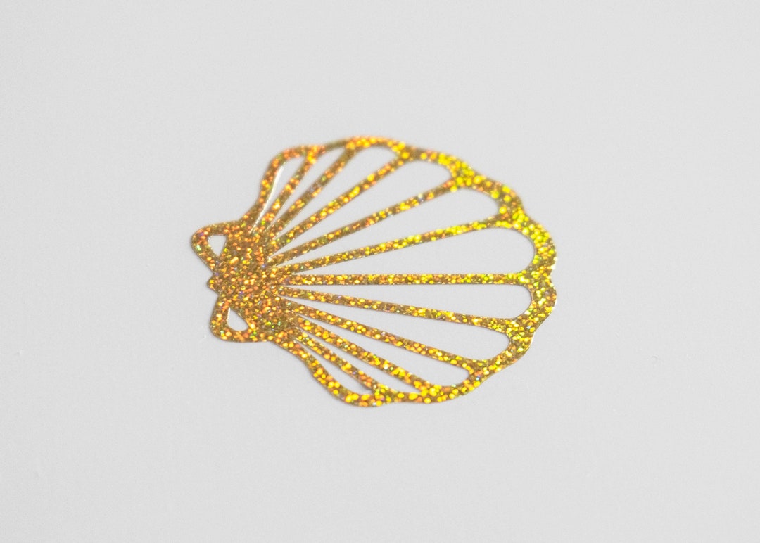 Sea Shell Decal / Seashell Vinyl Sticker in Holographic Glitter Colour ...