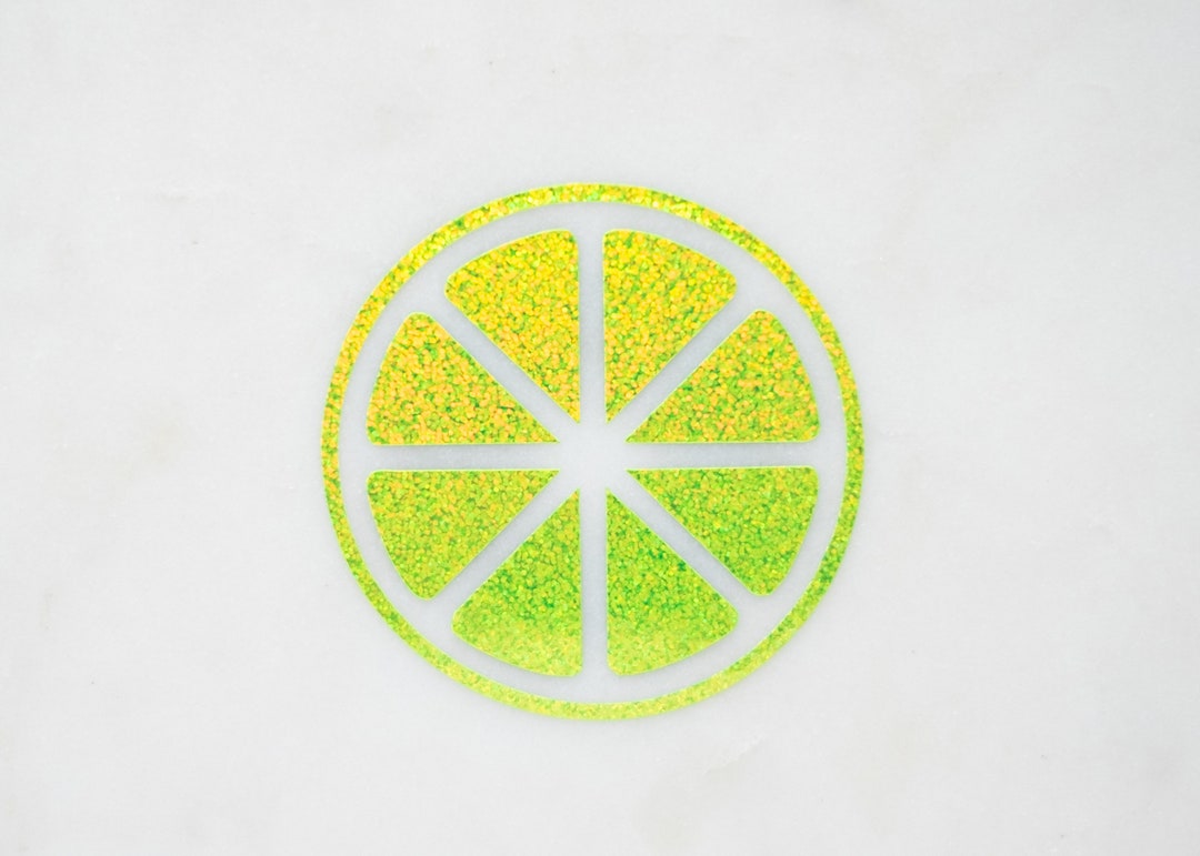 Lemon Slice in Fluorescent Yellow Glitter Vinyl Decal / Sticker - Etsy