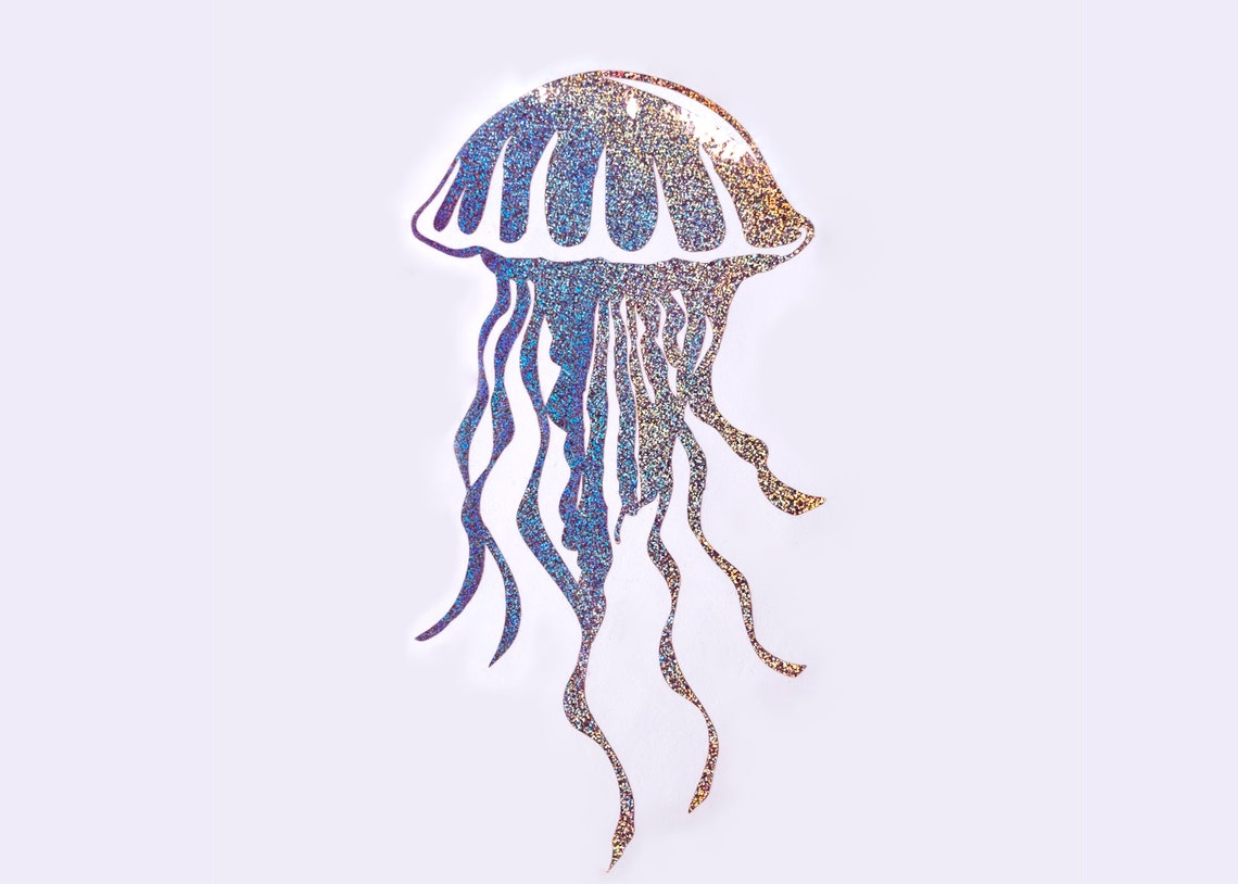 Jellyfish Holographic/glitter Vinyl Decal Jellyfish Laptop - Etsy