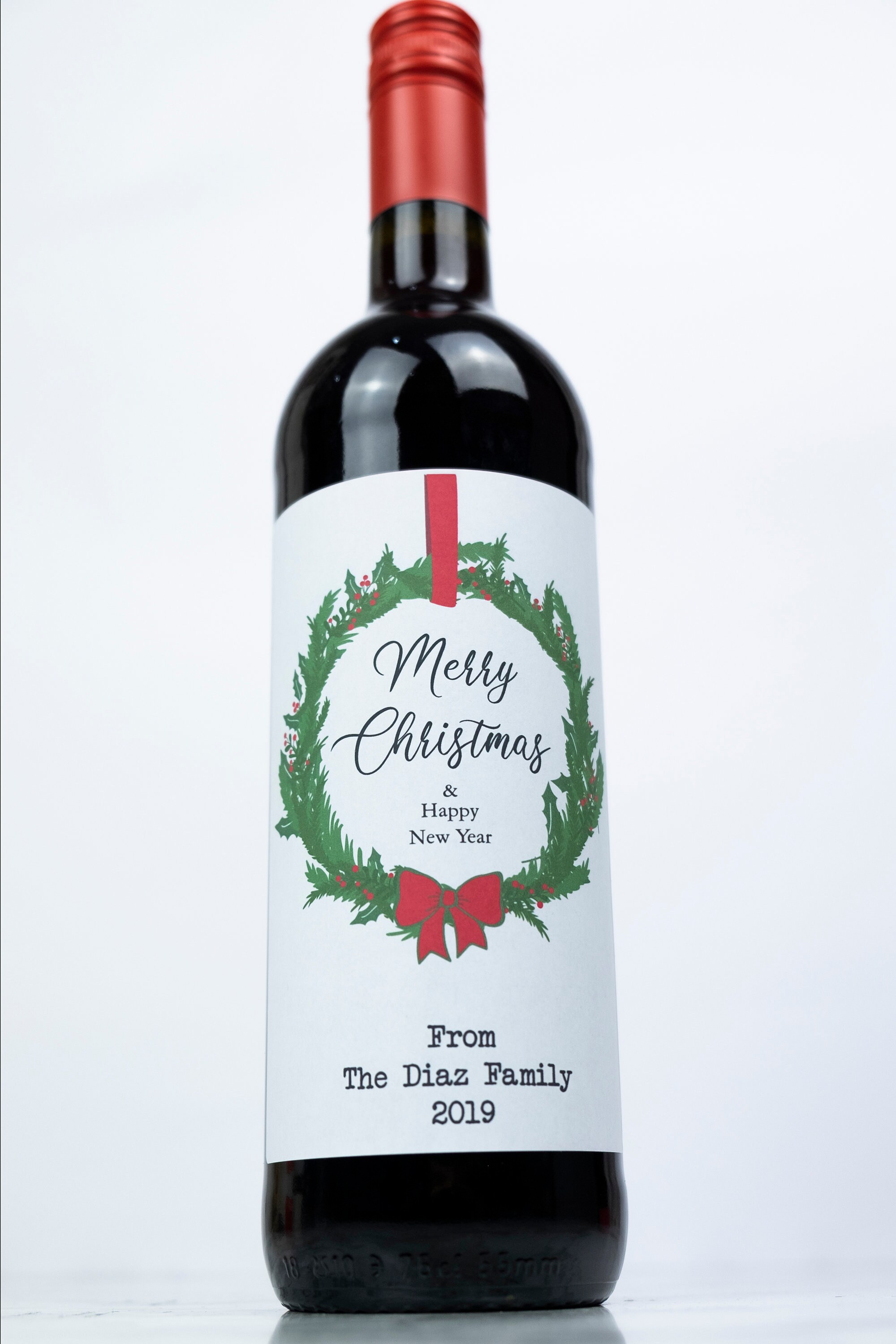 Personalised Christmas Wine Label Merry Christmas Family Name - Etsy UK