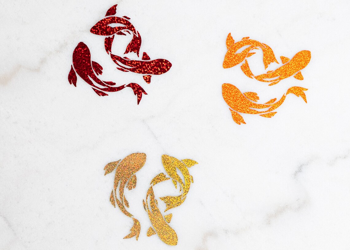 Koi Fish Vinyl Decal Sticker, Japanese Nishikigoi in Various Glitter ...