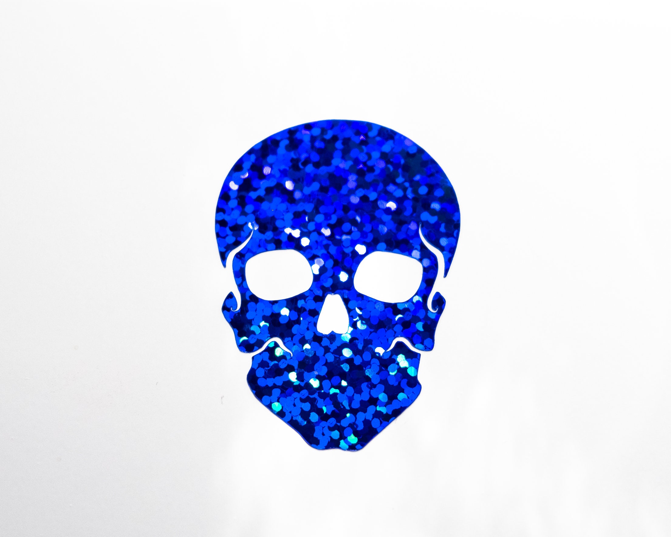Skull Vinyl Decal in Holographic Glitter | Etsy