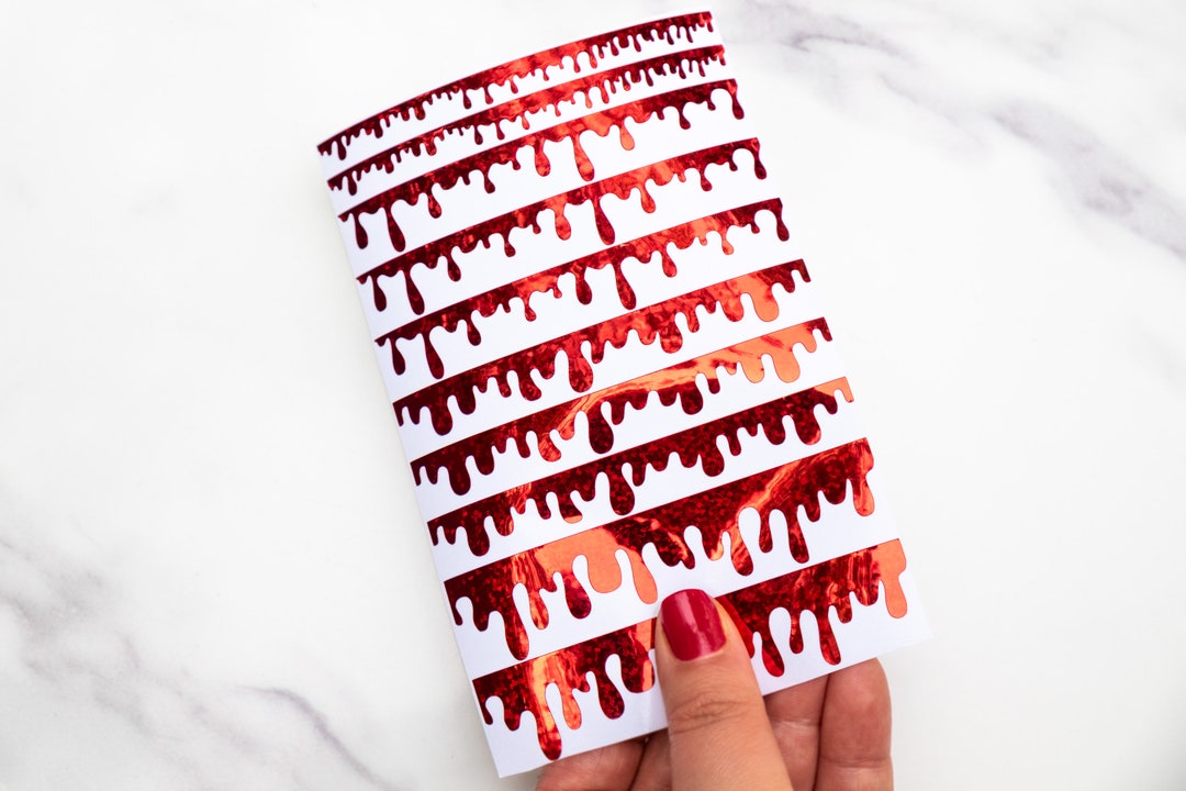 Holographic Glitter Slime Paint Drips Vinyl Sticker Sheet - Etsy