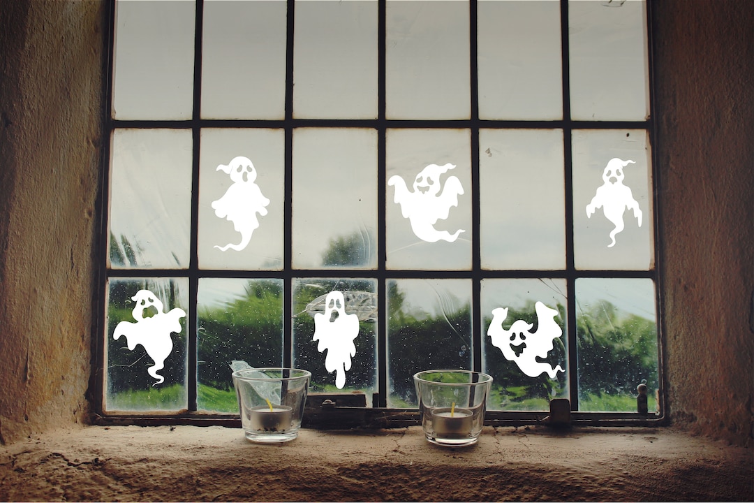 Set of 6 Ghosts Vinyl Decals- Vinyl Sticker Halloween Decoration ...