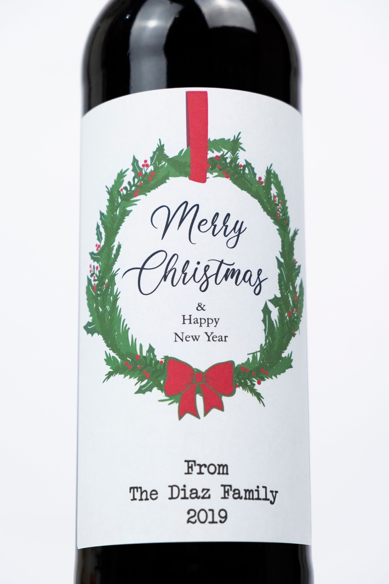 Personalised Christmas wine label Merry Christmas Family Name | Etsy
