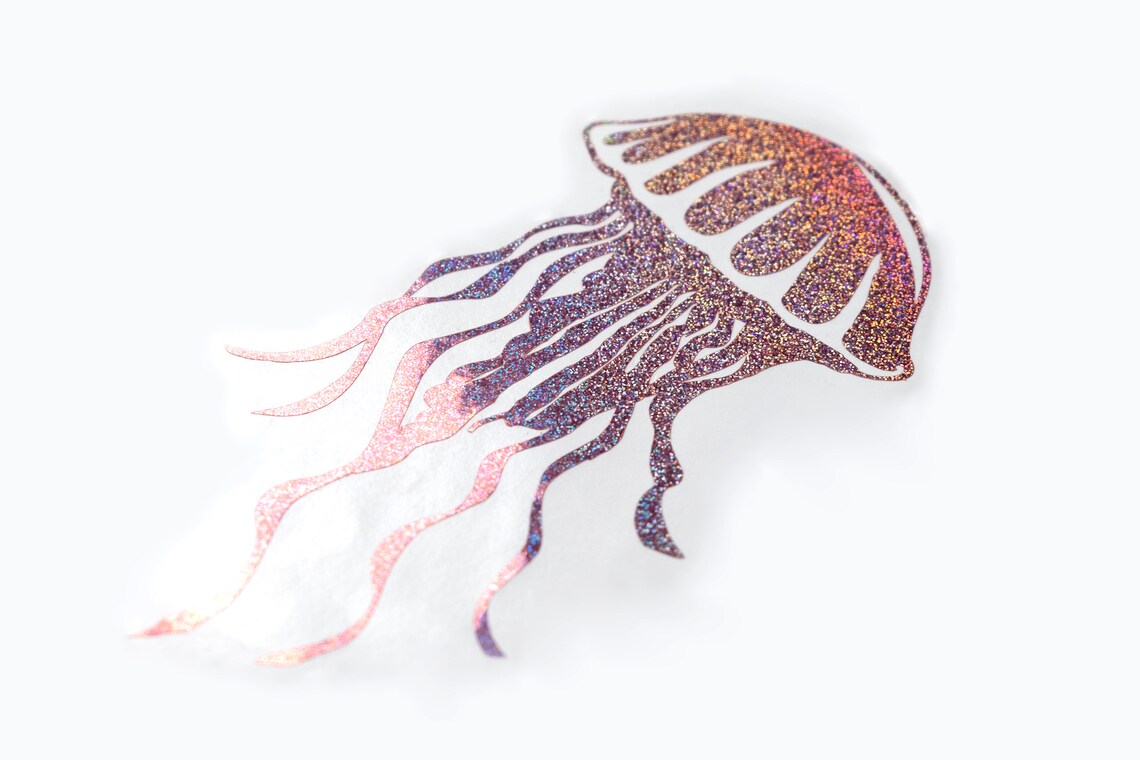 Jellyfish Holographic/Glitter Vinyl Decal Jellyfish Laptop | Etsy