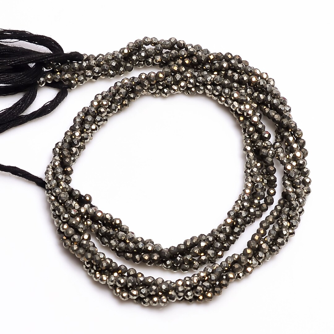 Natural Pyrite Beads: Micro Faceted Round Rondelle, 12.5" Strand - Etsy