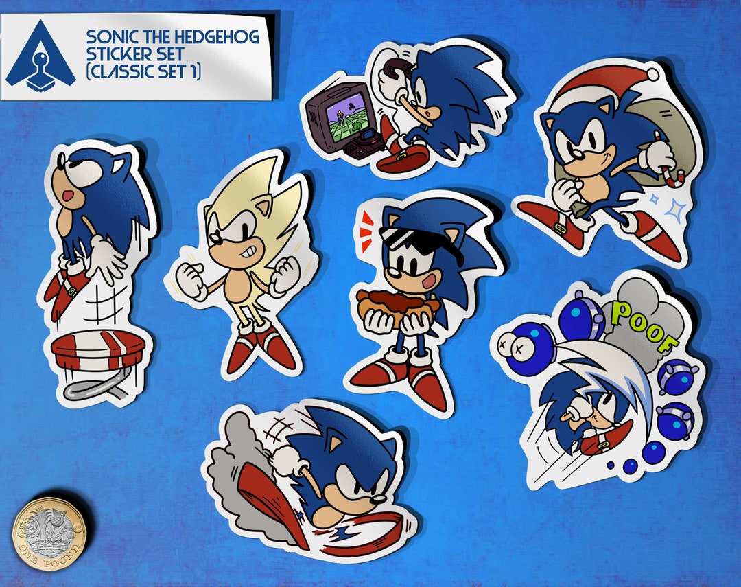 Sonic the Hedgehog Stickers classic Set 1 Fan Art Sonic SEGA 90s ...