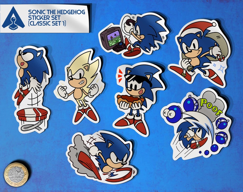 Sonic the Hedgehog Stickers classic Set 1 Sonic SEGA 90s - Etsy