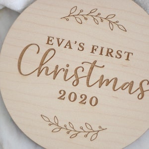 Personalised First Christmas Wooden Name Plaque, Nursery Decor, Baby's ...