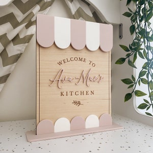 Personalised Kitchen Sign for Kids Play Room, Wooden Laser Engraved ...