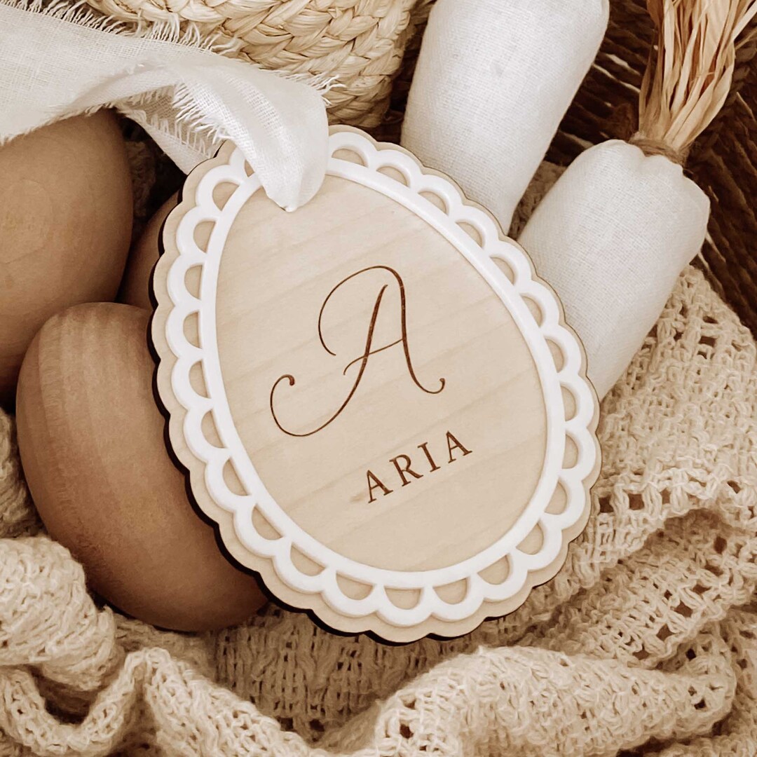 Personalised Wooden Easter Egg Name Tag for Gifts, Easter Baskets and ...