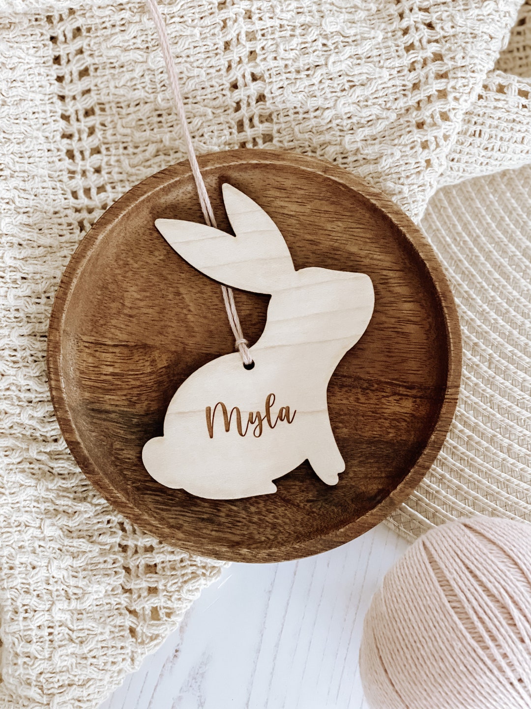 Easter Bunny Tag, Easter Basket Tag, Wooden Name Tag, Personalised ...