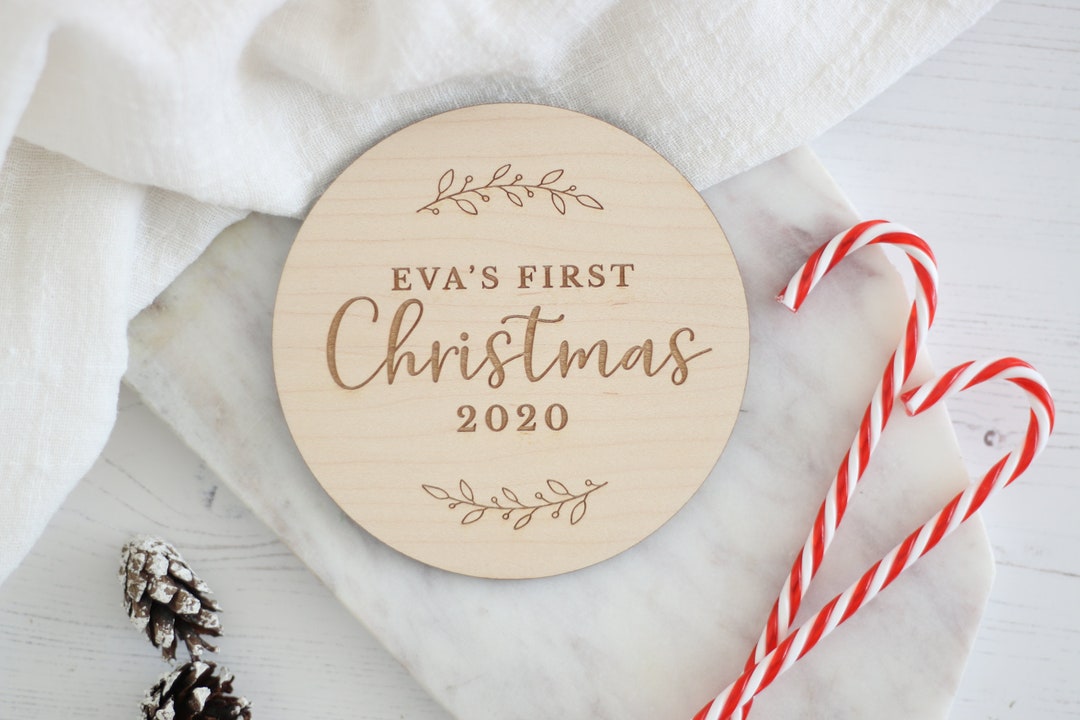 Personalised First Christmas Wooden Name Plaque, Nursery Decor, Baby's ...