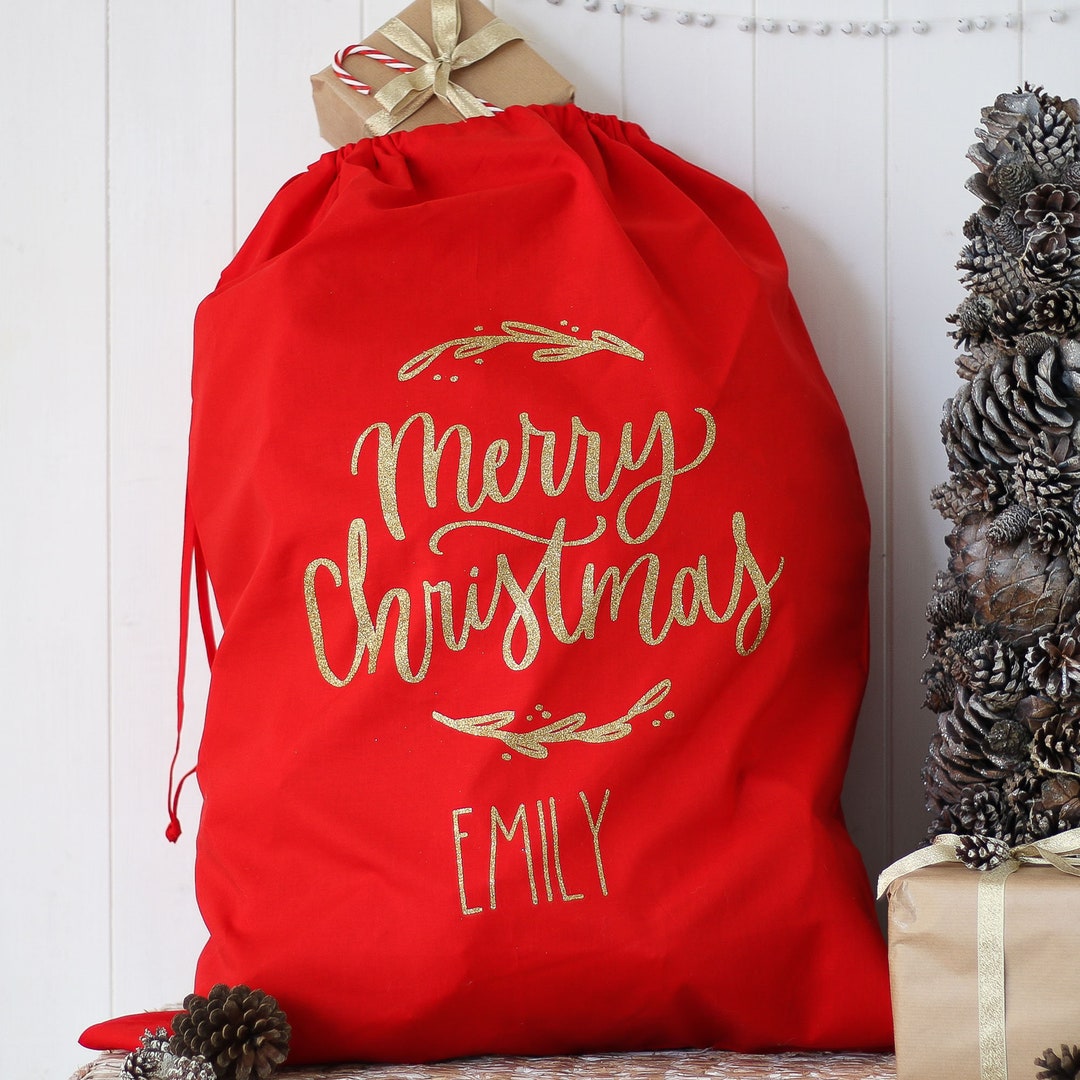 Personalised Christmas Sack, Santa Sack, Cotton Christmas Eve Sack ...