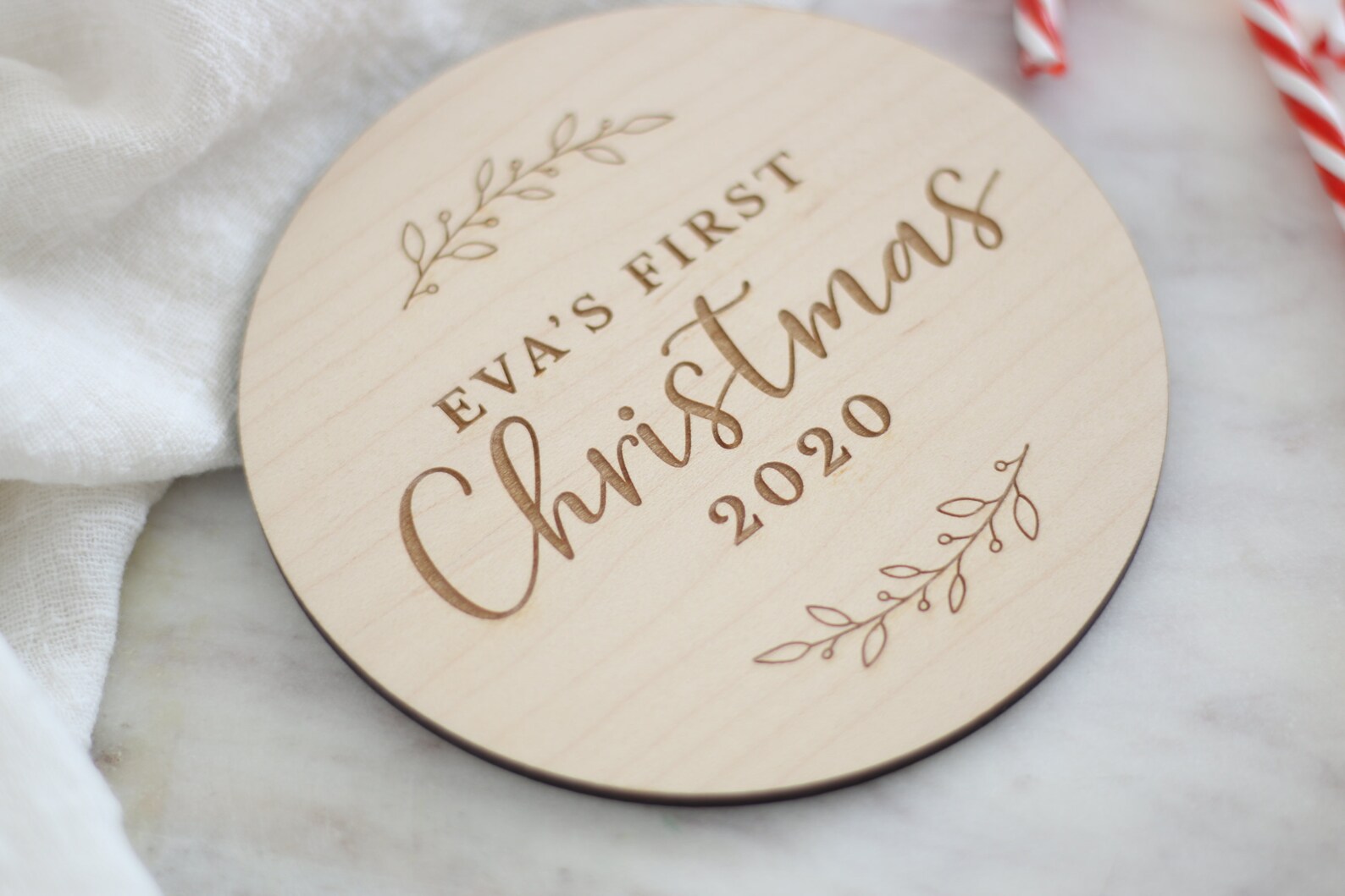 Personalised First Christmas Wooden Name Plaque, Nursery Decor, Baby's ...