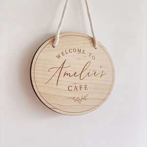 Personalised Play Cafe Sign for Child's Playroom, Laser Engraved Name ...