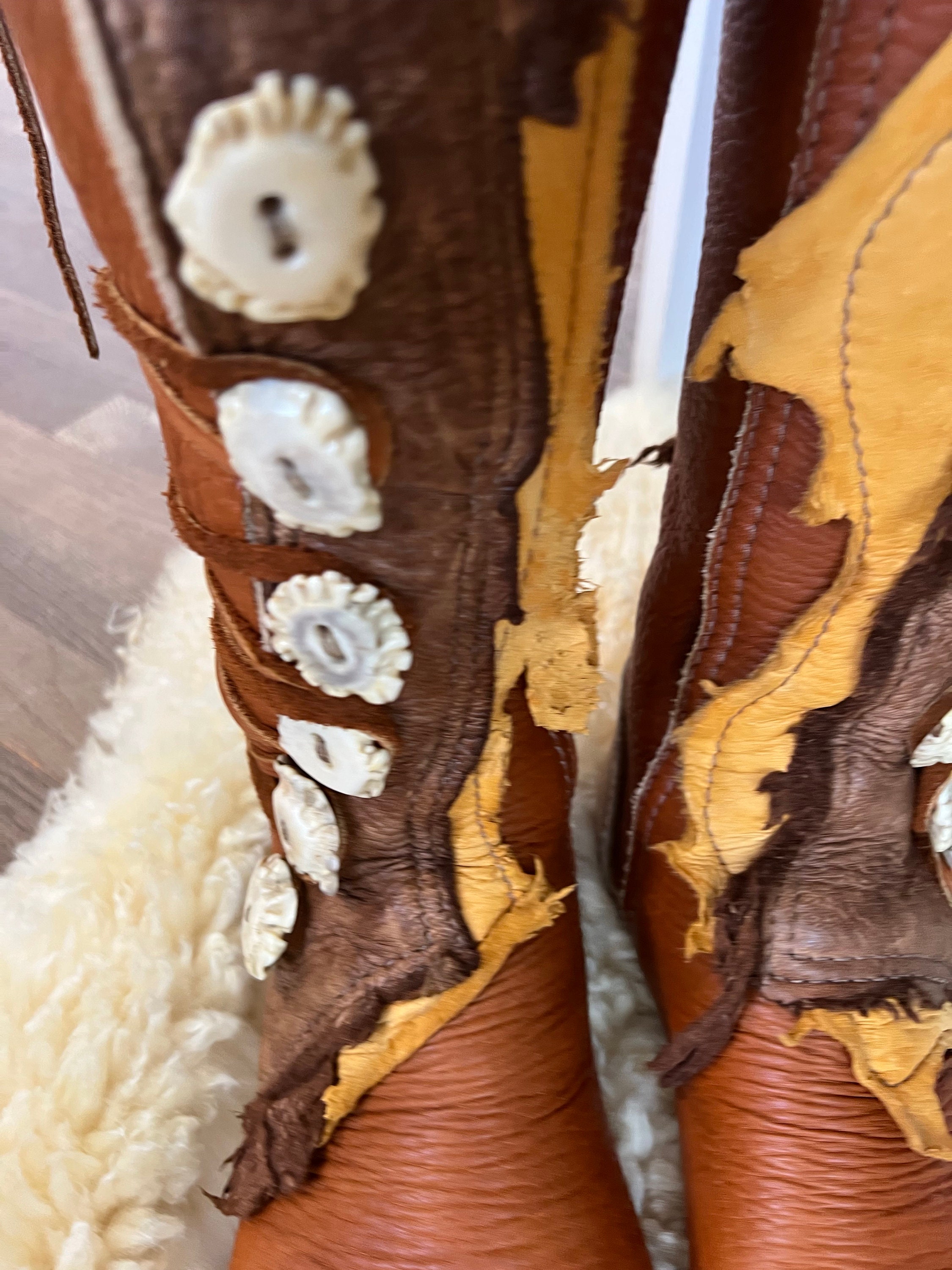 Catskill Moccasin Boots American Eagle Buffalo Leather RENAISSANCE ...