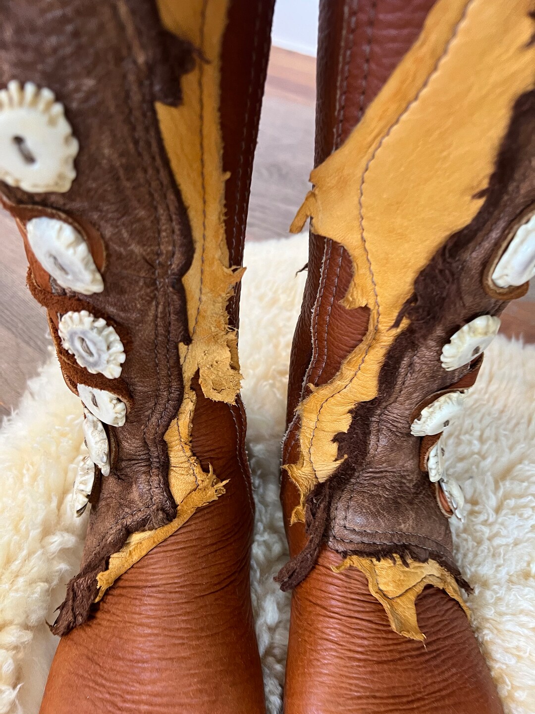 Catskill Moccasin Boots American Eagle Buffalo Leather RENAISSANCE ...