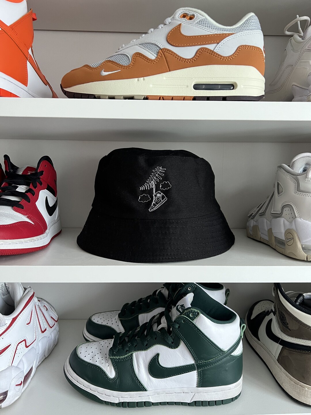 Black / Khaki Embroidered Jordan 1 Sneaker Bucket Hat / Summer Hat ...