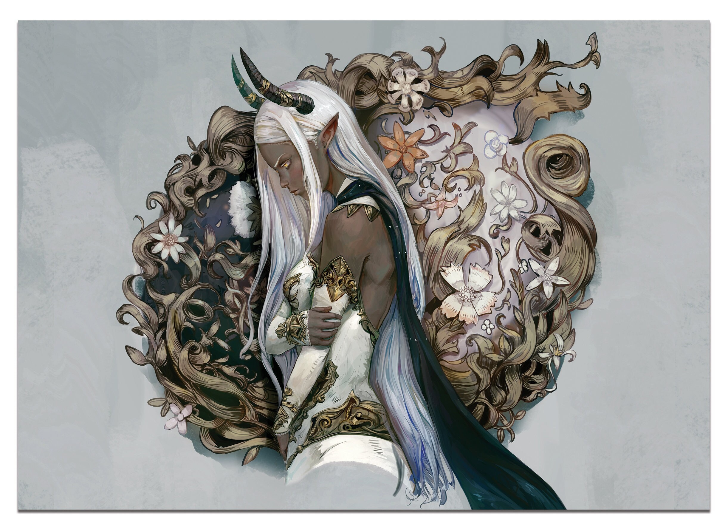 Elegant Demon Girl Fantasy Art Print A4 and A3 Size Wall | Etsy