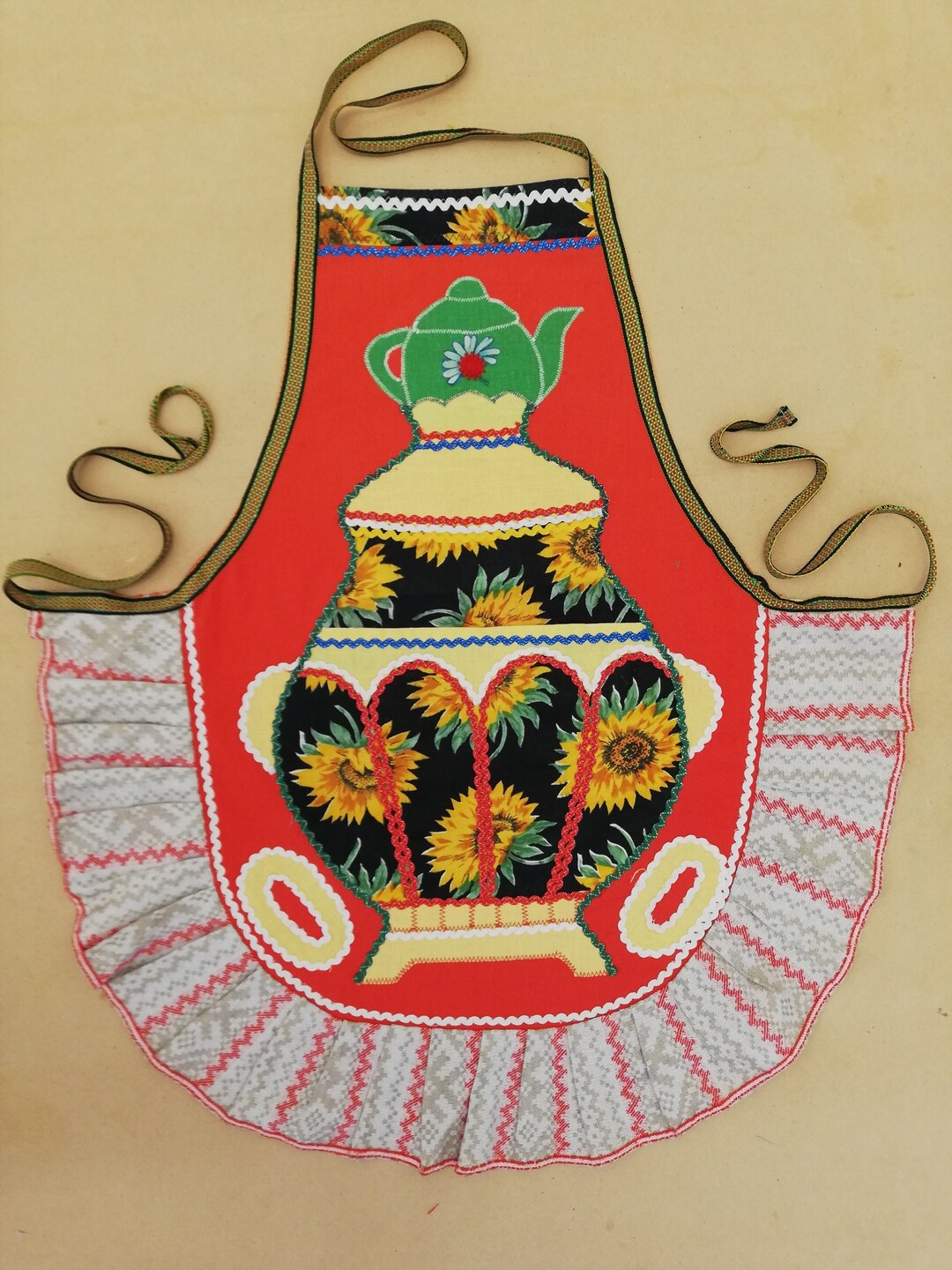 Russian Apron for Woman SAMOVAR, Russian Babushka Apron Handmade ...