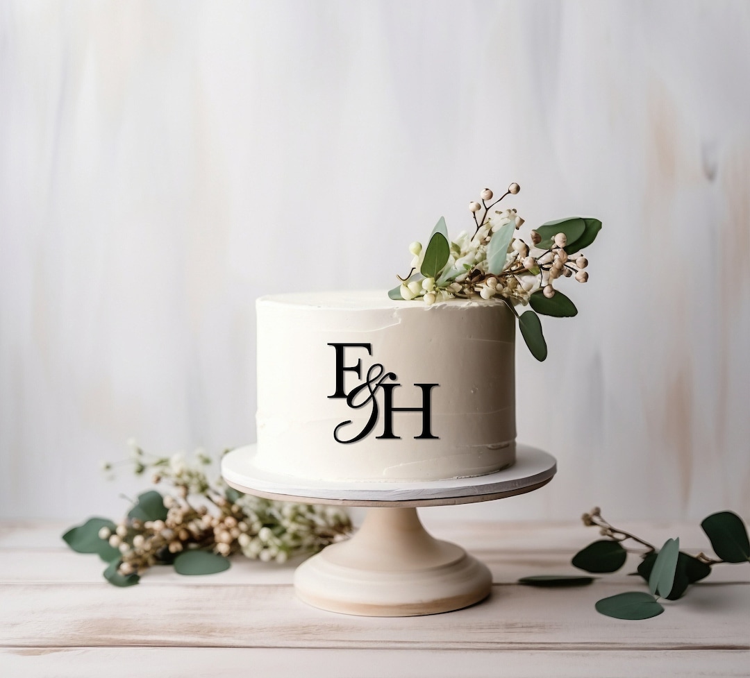 Acrylic Wedding Cake Monogram Charm- Cake Topper- Wedding Monogram ...