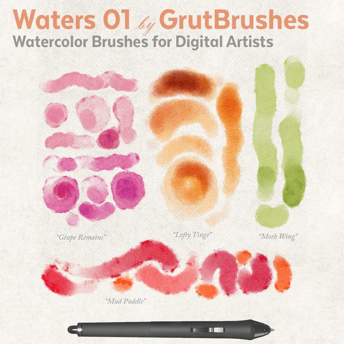 Realistic Watercolor Procreate Brushes - 25 Watercolour Texture Brushes ...
