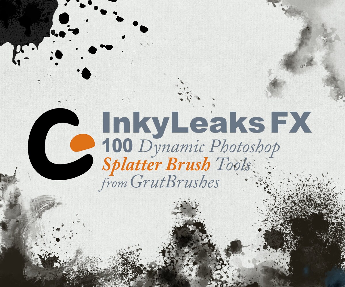 100 Photoshop Splatter Brushes - Inkyleaks FX - Realistic, Pressure ...
