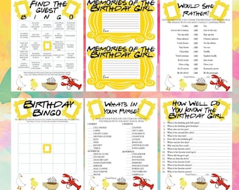 Friends Theme Birthday Party Game Printables Instant (Instant Download ...