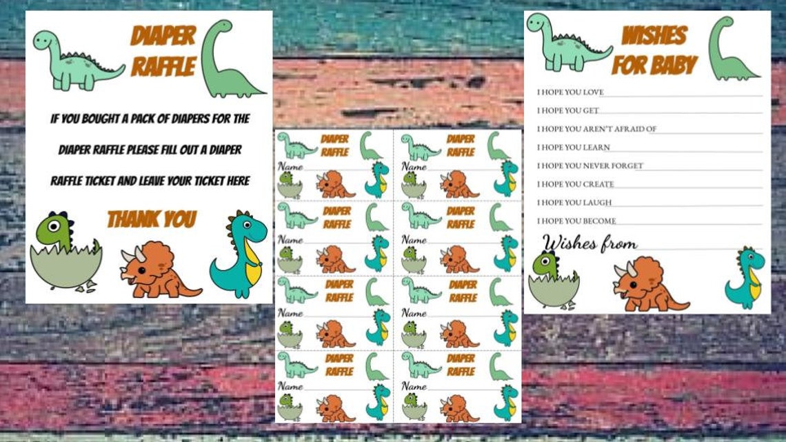 Dinosaur Baby Shower Games, 10 Pack Baby Shower Games, Dinosaur Theme ...