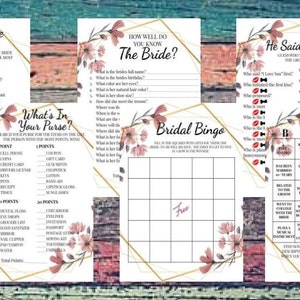 Pink Floral Bridal Shower Games, Pink Floral Framed Bridal Shower Games ...