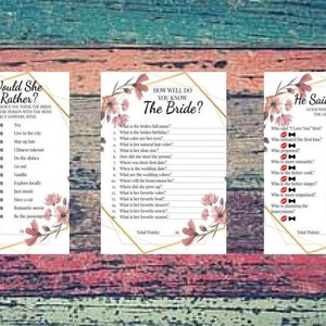 Pink Floral Bridal Shower Games, Pink Floral Framed Bridal Shower Games ...