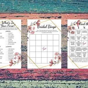 Pink Floral Bridal Shower Games, Pink Floral Framed Bridal Shower Games ...