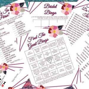 Purple Floral Bridal Shower Games Pack, Purple Floral Theme Bridal ...
