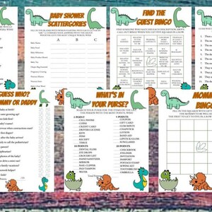 Dinosaur Baby Shower Games, 10 Pack Baby Shower Games, Dinosaur Theme ...