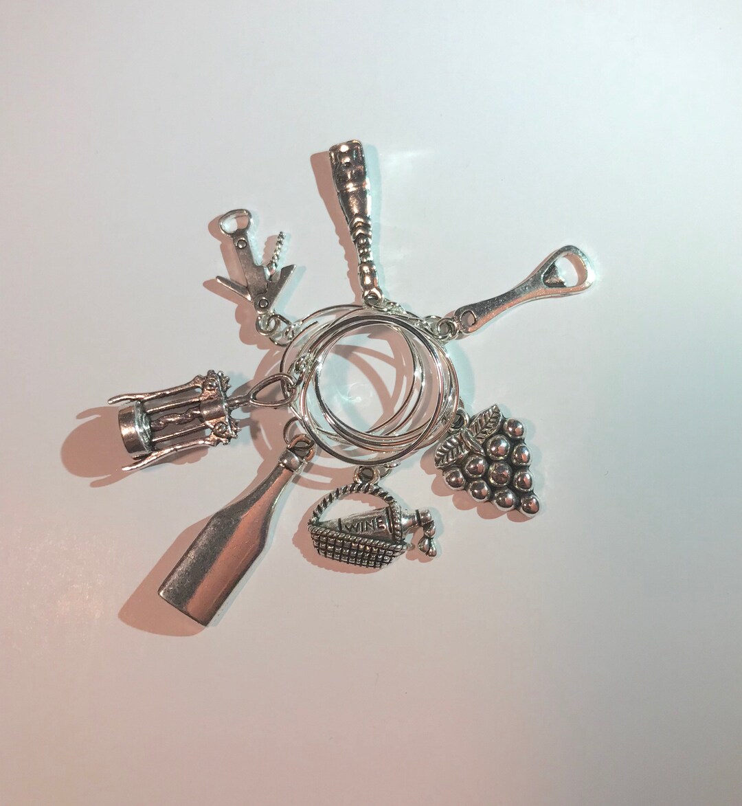 Set of 7 Wine Themed Wine Charm Set, Wine Theme Wine Charms, Set of 7 ...