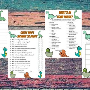 Dinosaur Theme Baby Shower Games 8 Pack, Dinosaur Baby Shower Games ...