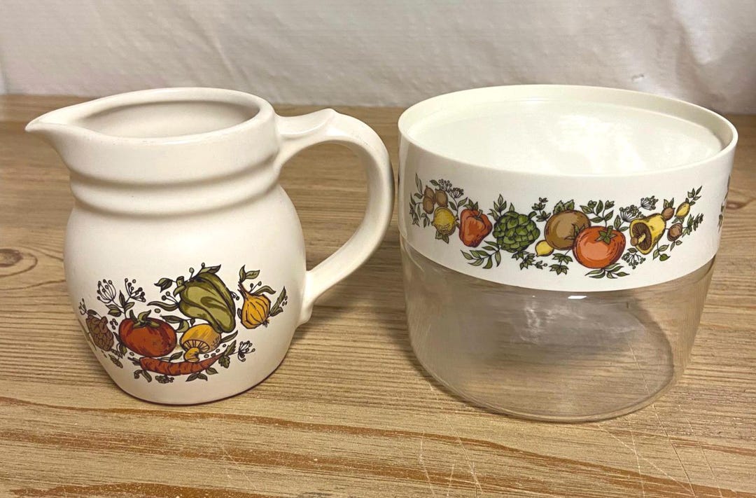 Vintage Mccoy Creamer, Pyrex Canister & WS Co. Spoon Rest: Spice ...