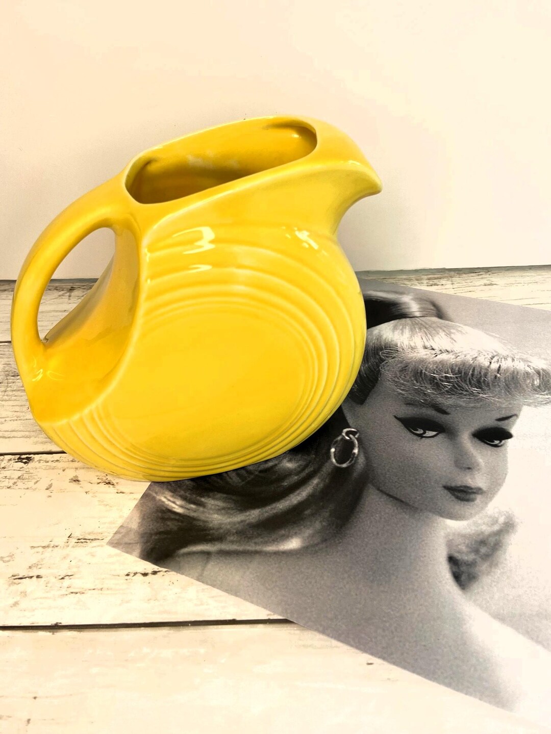 Vintage Fiesta Mini Disc Juice Pitcher | Yellow/gold - Etsy