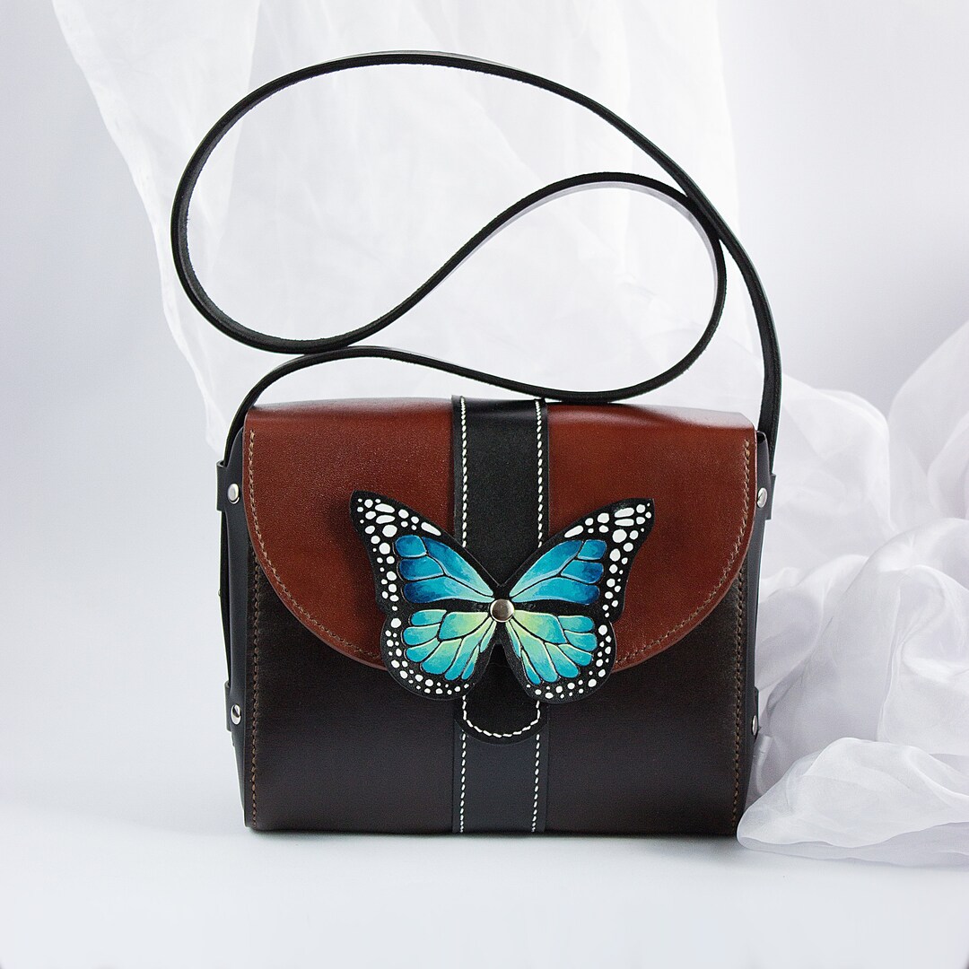Hand-made Butterfly Leather Bag, Cross Body Leather Bag, Womens Hand ...