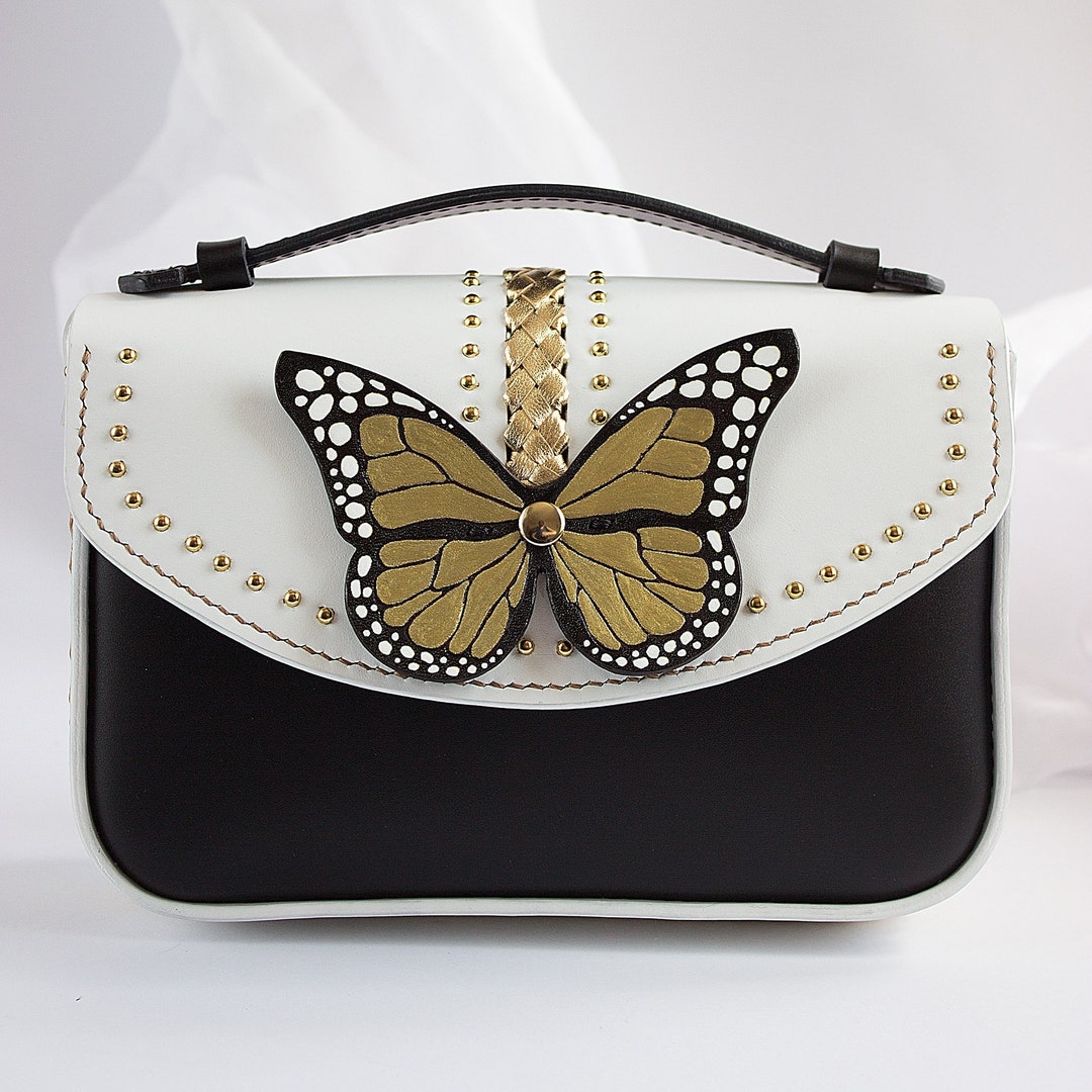 Handmade Leather Crossbody Bag: Butterfly Mini Purse - Etsy