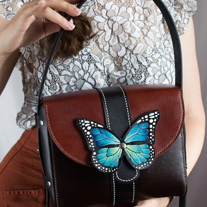 Hand-made Butterfly Leather Bag, Cross Body Leather Bag, Womens Hand ...