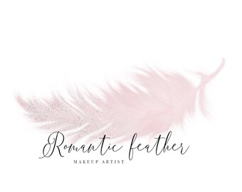 Boho Watercolor Feather Logo Design. Premade Template. | Etsy