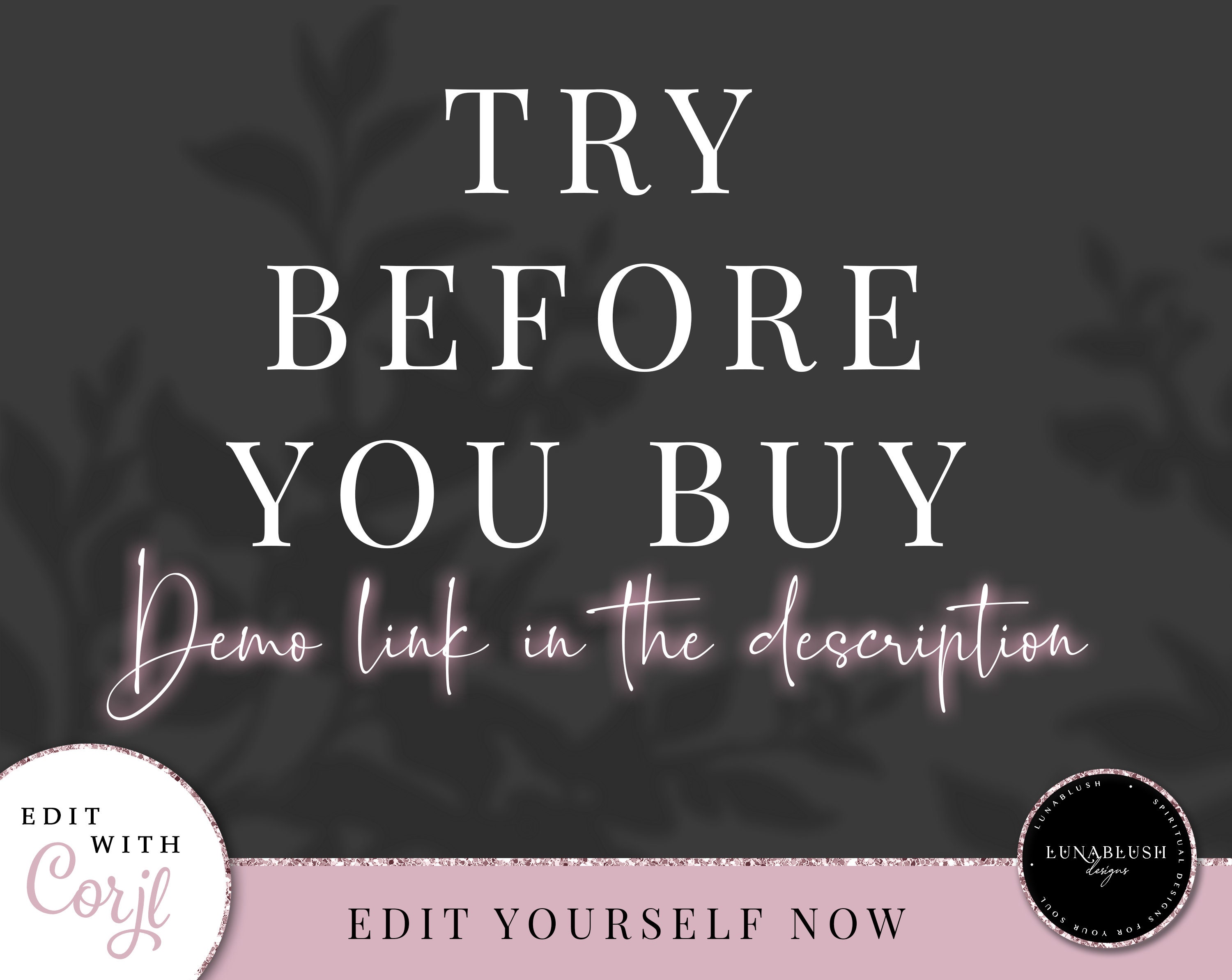 Premade logo design,Branding kit Edit with CORJL Feminine logo Logo ...