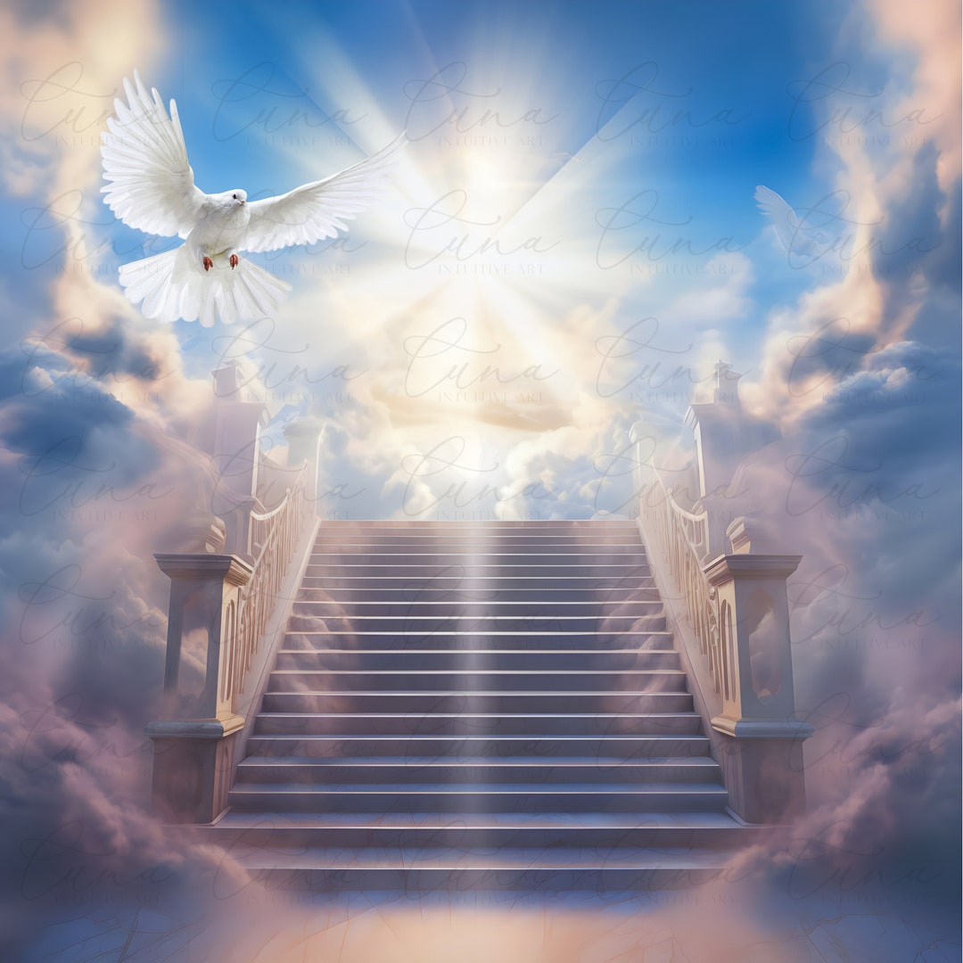In Loving Memory Funeral Heaven Blue Sky With a Flying Dove Background ...
