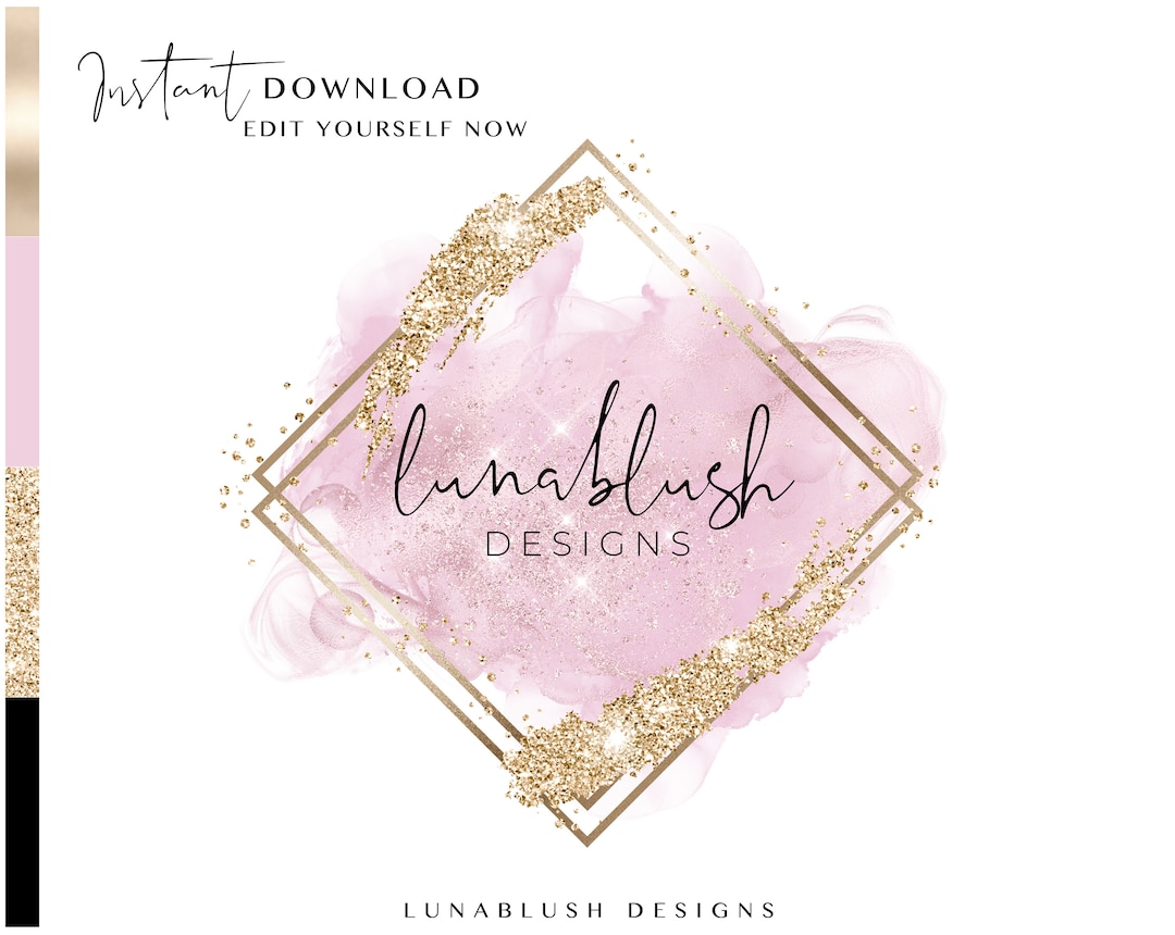 GOLD GLITTER LOGO Gold Glitter Logo Lash Logo Pink and - Etsy