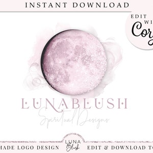 Blush Pink Fullmoon Phases Logo Spiritual Logo Designmoon - Etsy