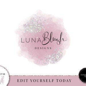 Abstract Watercolor Logo Design, Spiritual Logo, Blush Pink & Glitter ...