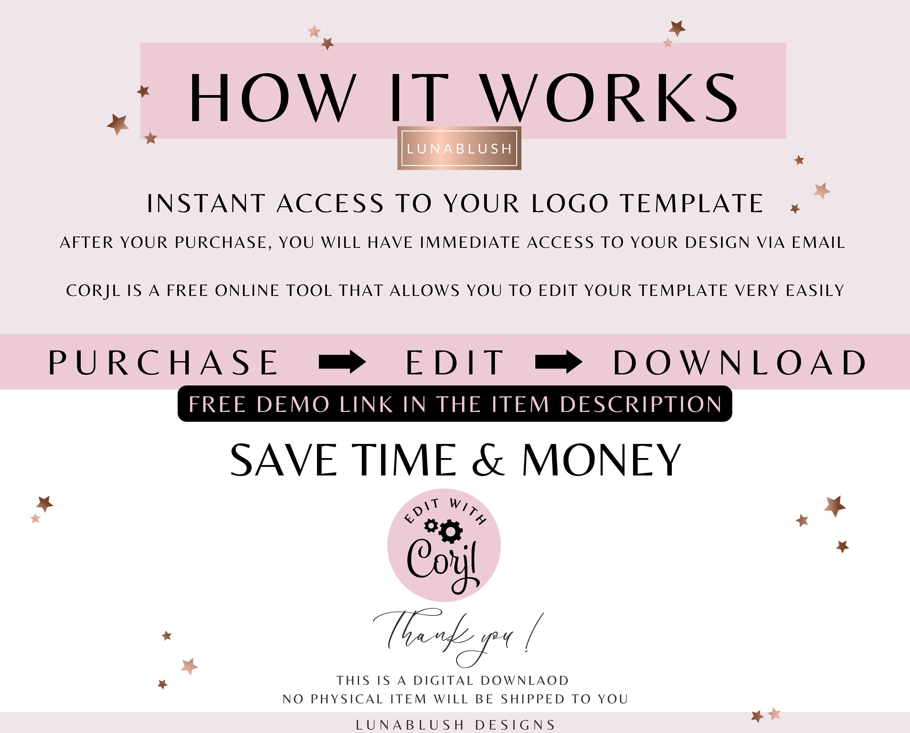 NEW Full Branding Kit Editable 13 PC Logo Set Pink White - Etsy